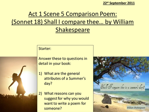 Sonnet 18 Shall I Compare Thee Shakespeare | Teaching Resources