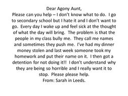 Agony Aunt Inspiration | Teaching Resources