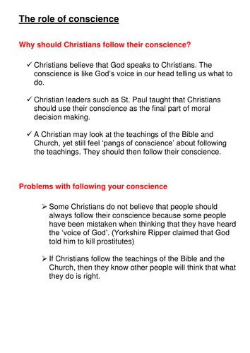 The Role of Conscience | Teaching Resources