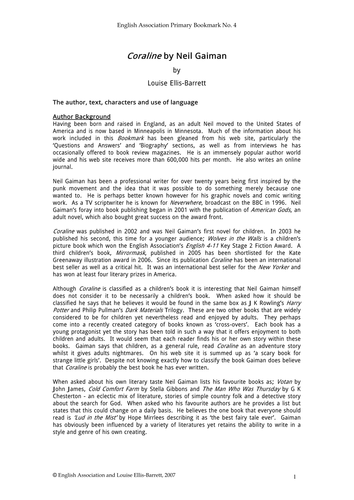 Coraline by Neil Gaiman | Teaching Resources