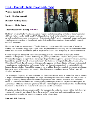 DNA by Dennis Kelly | Teaching Resources