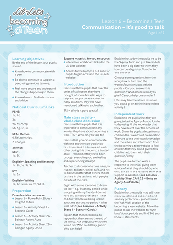 Becoming a Teen: Communication – It’s good to talk | Teaching Resources