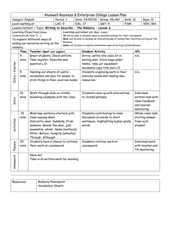 Writing to Describe in narrative - The Robbery | Teaching Resources