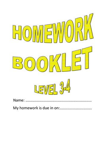 Homework Booklet Year 7 Level 3 - 4 | Teaching Resources