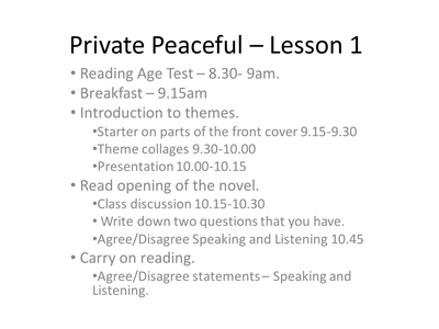 Private Peaceful Introduction by he4therlouise - UK Teaching Resources ...