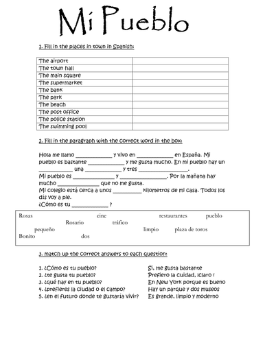 Spanish Places: My Town - Mi Pueblo. | Teaching Resources