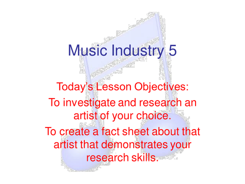 Music Business Coursework - Investigate An Artist | Teaching Resources