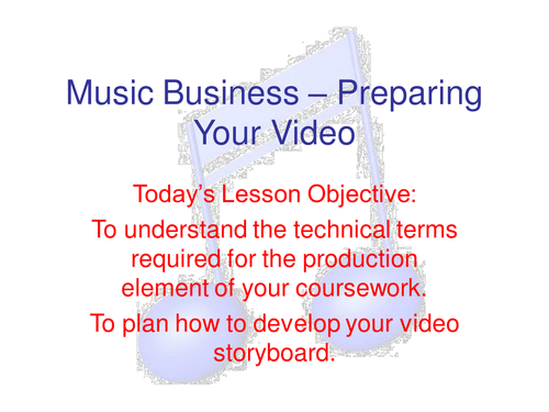 Music Business Coursework - Creating Own Video | Teaching Resources