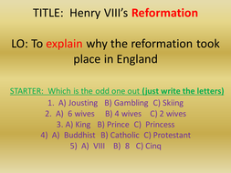 Henry VIII - lesson PP On the Reformation | Teaching Resources