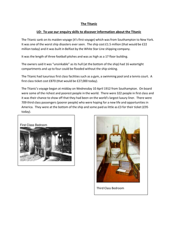 Titanic History lesson – The Ship | Teaching Resources