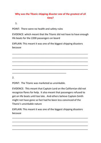 Titanic History lesson – Reasons Why It Was A Disa | Teaching Resources