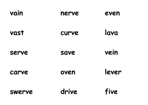 v words for spelling | Teaching Resources