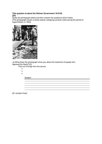 Germany GCSE History – Homework Booklet | Teaching Resources