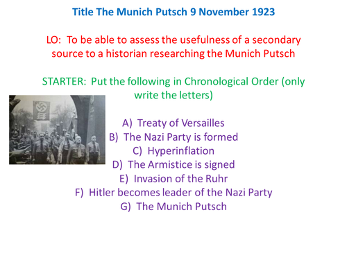 Germany GCSE History – Munich Putsch | Teaching Resources