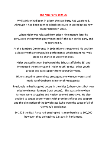 Germany GCSE History – Nazi Propaganda | Teaching Resources