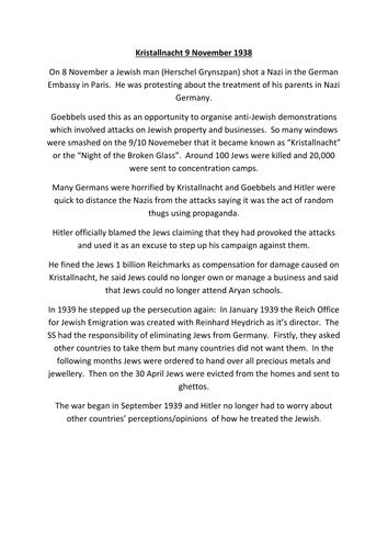 Germany GCSE History – Kristallnacht | Teaching Resources