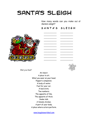 santas sleigh | Teaching Resources