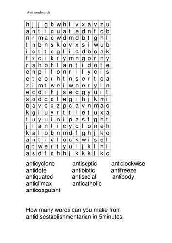 anti words | Teaching Resources