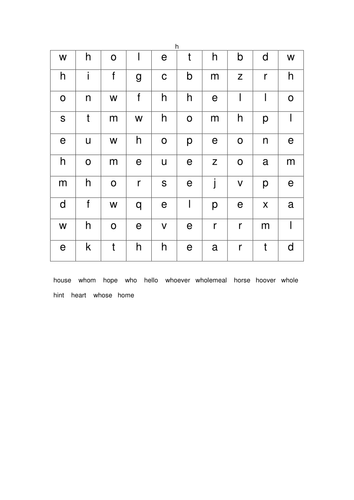 h wordsearch | Teaching Resources