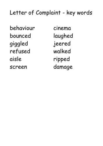 krindlkrax - key words for complaint | Teaching Resources