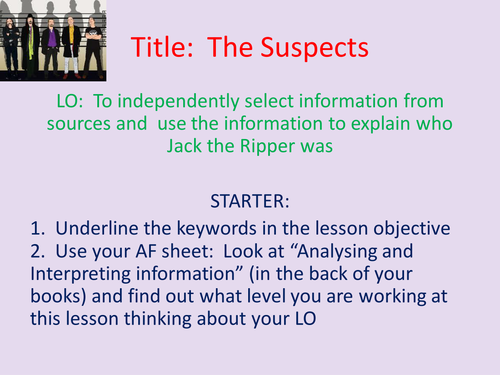 Jack The Ripper – Suspects | Teaching Resources
