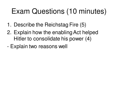 10 Minute History Starter – Reichstag Fire | Teaching Resources