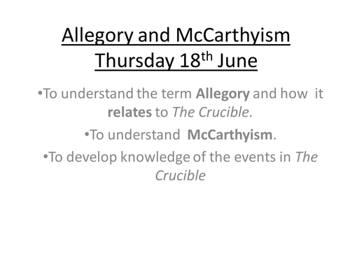 The Crucible - Allegory and McCarthyism | Teaching Resources