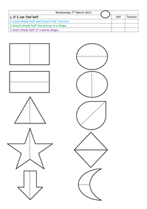 Find half of given shapes by Hannahwiddison - UK Teaching Resources - TES