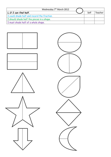 Find half of given shapes | Teaching Resources