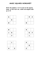 Magic Squares Puzzle Worksheet | Teaching Resources