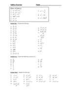 Rules Of Indices Exercise | Teaching Resources