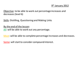 Percentage Increase Decrease Level 6 Teaching Resources
