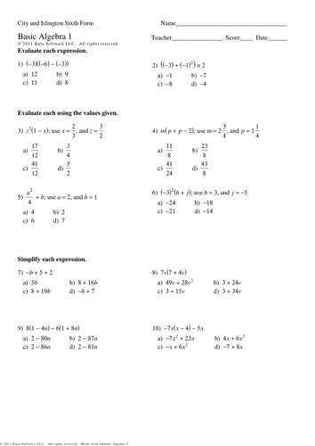 Core 1 - Multichoice worksheets | Teaching Resources