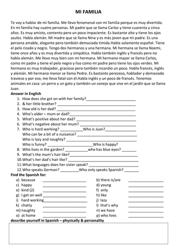 mi familia | Teaching Resources