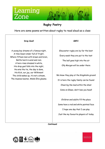 Writing a rugby poem | Teaching Resources