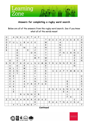 Completing a rugby word search and making your own | Teaching Resources