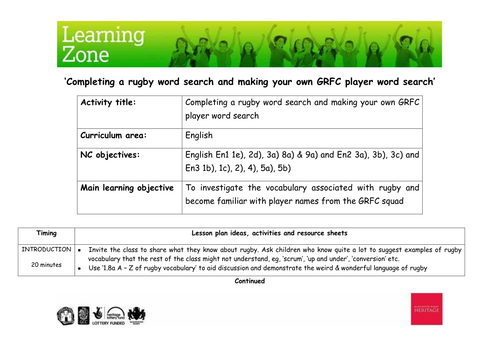 Completing a rugby word search and making your own | Teaching Resources