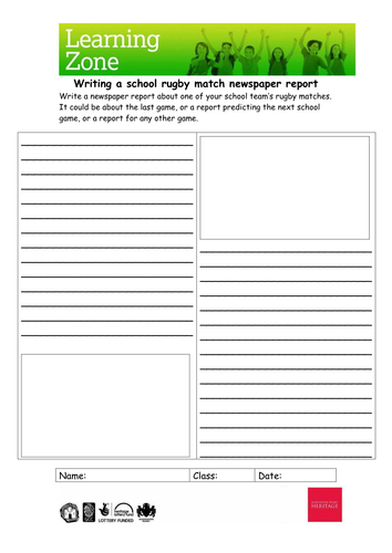 Writing a school match newspaper report | Teaching Resources