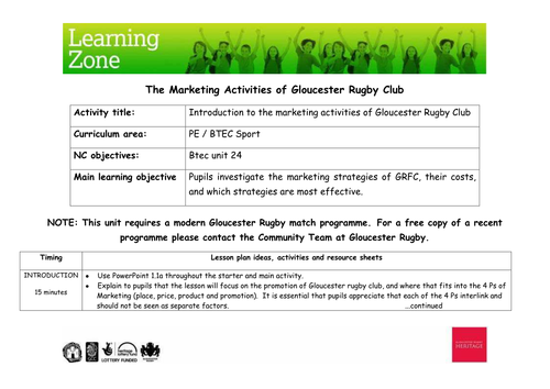 Introduction to the marketing activities of GRFC | Teaching Resources