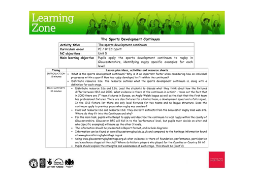 The sports development continuum | Teaching Resources