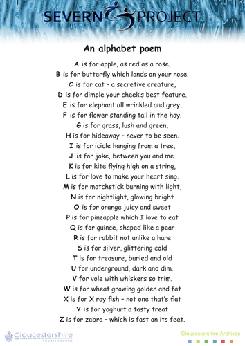 Writing an alphabet River Severn poem | Teaching Resources