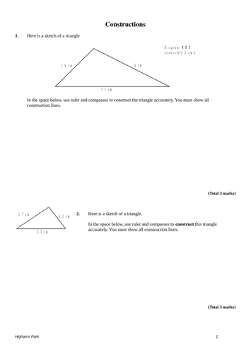 Constructions - worksheet + slides to do examples | Teaching Resources