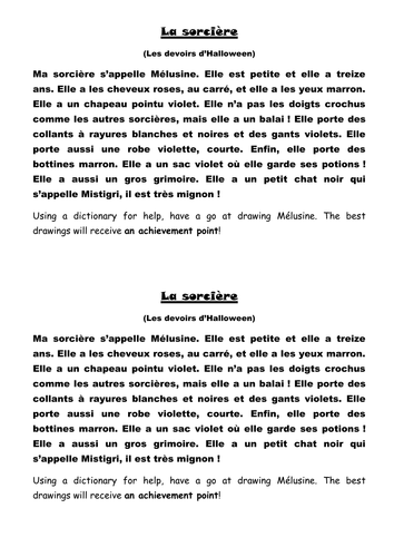 Ma sorcière - Halloween reading | Teaching Resources