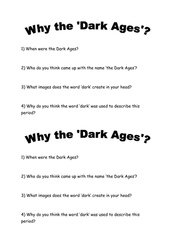 Why the 'Dark Ages' Group Discussion Questions | Teaching Resources