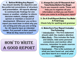 How To Write A Good Report | Teaching Resources