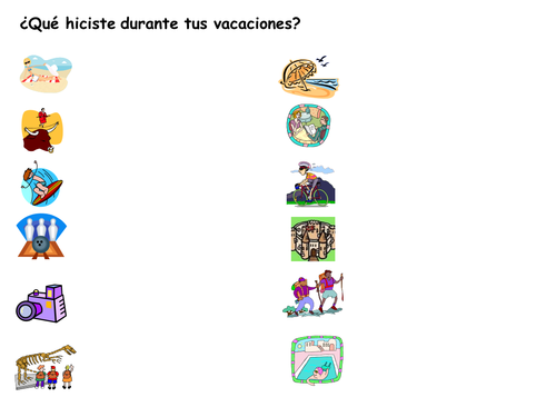 Que hiciste durante tus vacaciones? worksheet | Teaching Resources