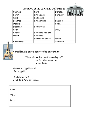 Les pays et les capitales - Europe (full lesson) | Teaching Resources