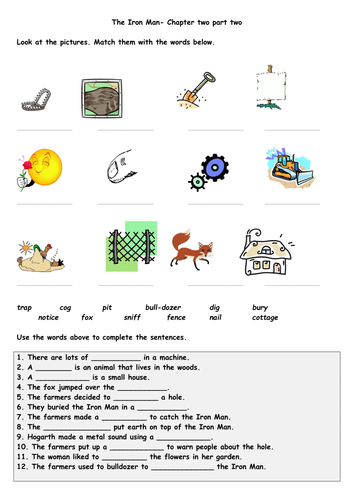 Worksheets to accompany 'The Iron Man' | Teaching Resources