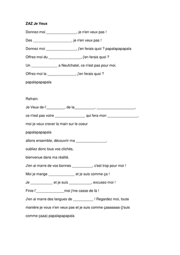 Zaz - Je veux | Teaching Resources