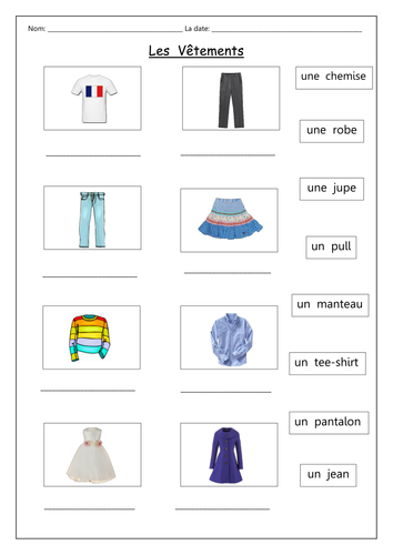Les Vêtements vocab | Teaching Resources